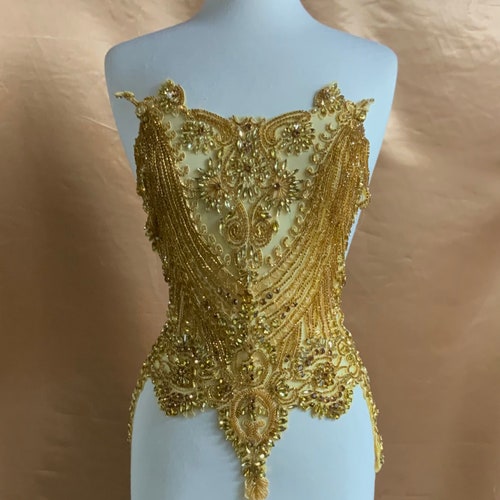 Designer Full Bodice Rhinestone Applique Beaded - Etsy