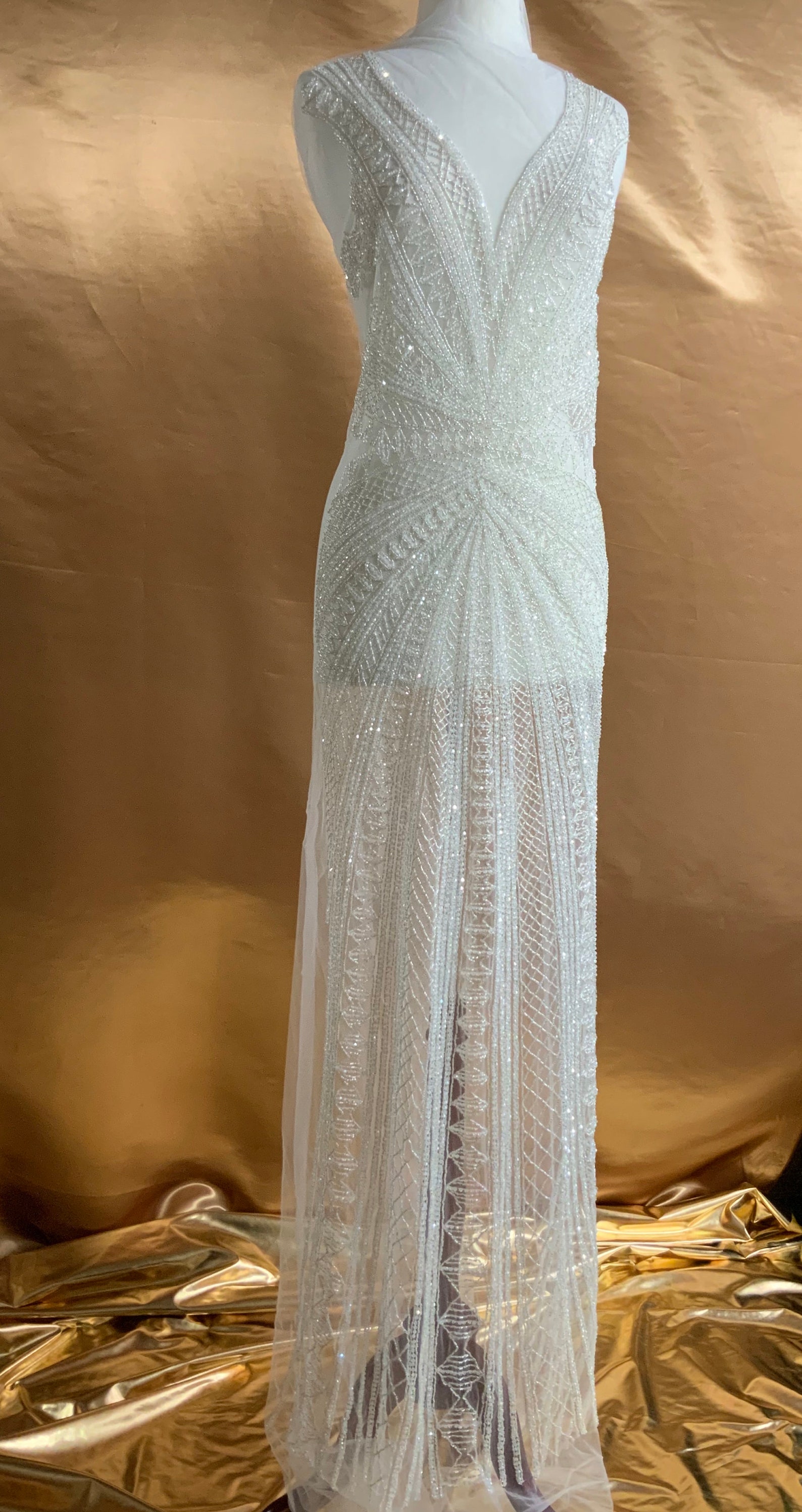 Designer Full Bodice Mesh Fabric Applique, Beaded Wedding,evening ...