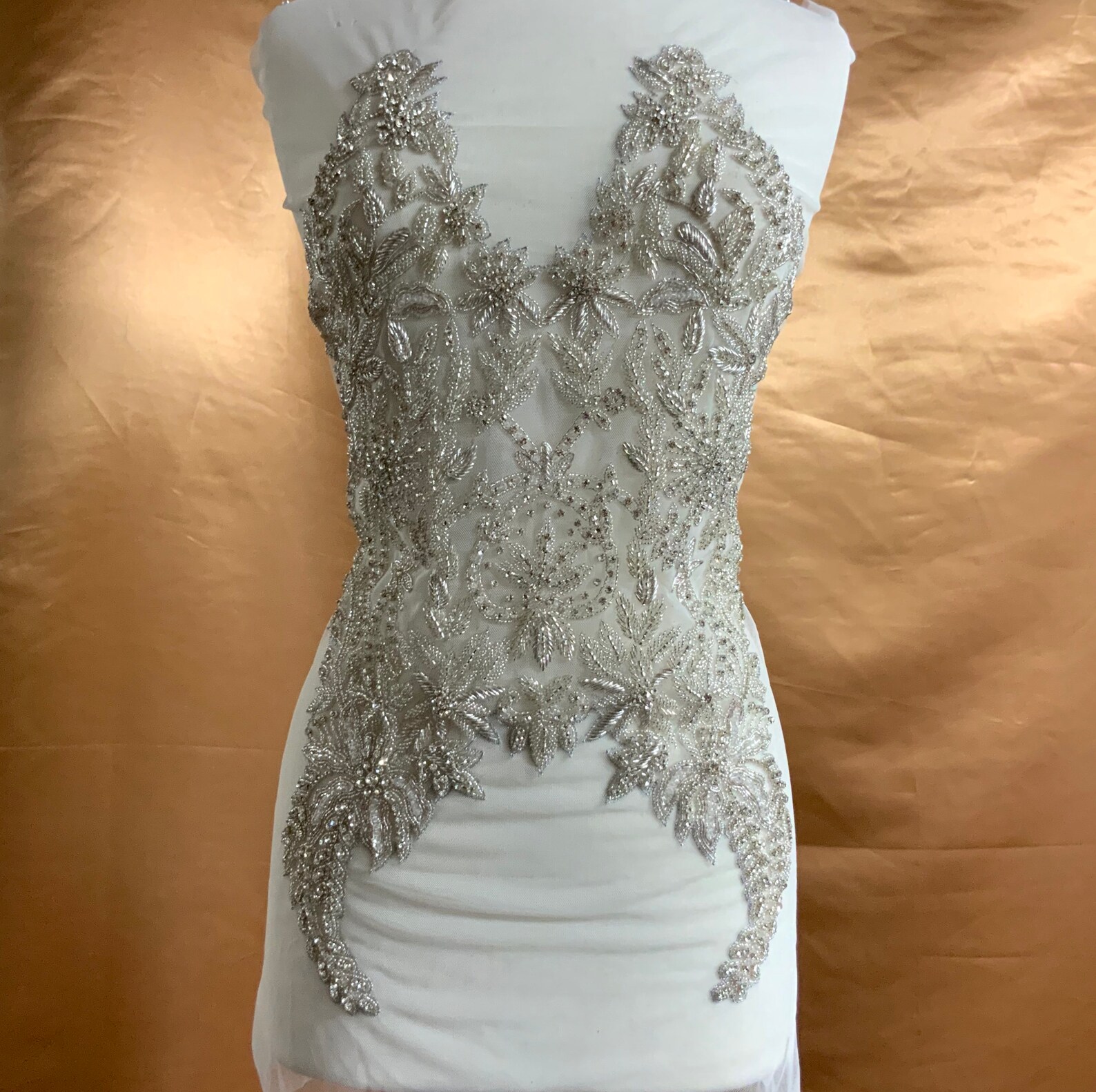 Designer Full Body Rhinestone Applique, Beaded Wedding Dress Applique ...