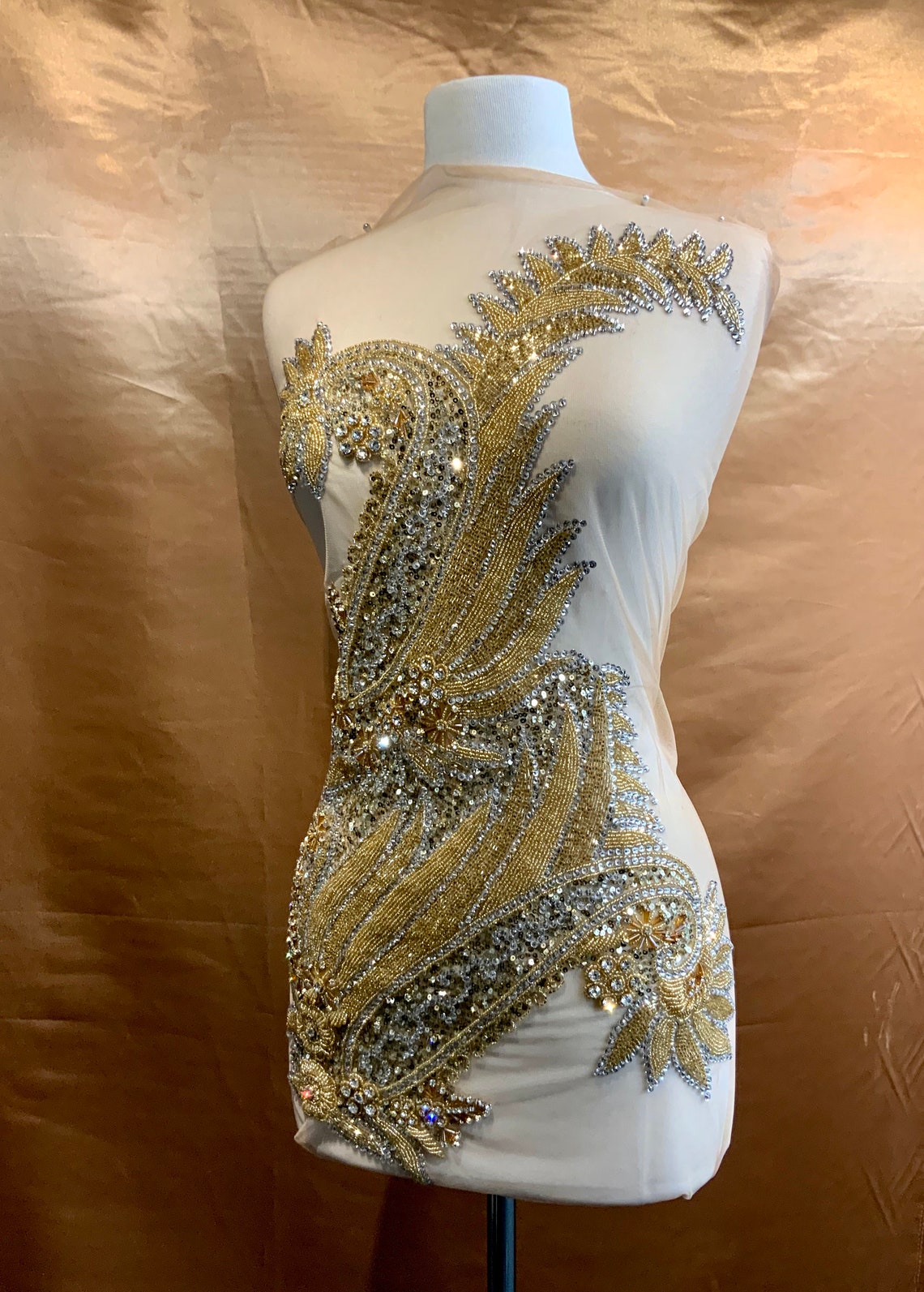 Designer Full Body Rhinestone Applique Beaded Wedding Dress - Etsy