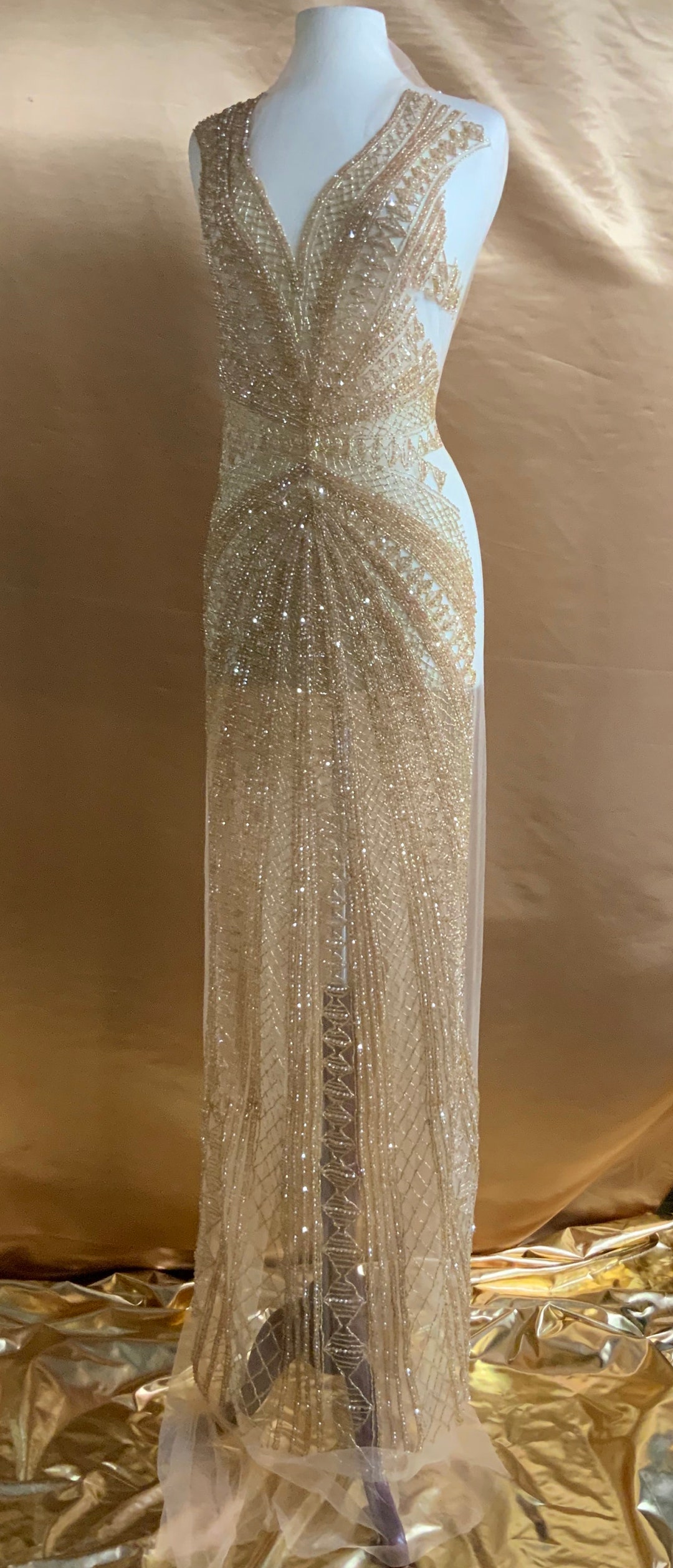 Designer Full Bodice Mesh Fabric Applique, Beaded Wedding,evening ...