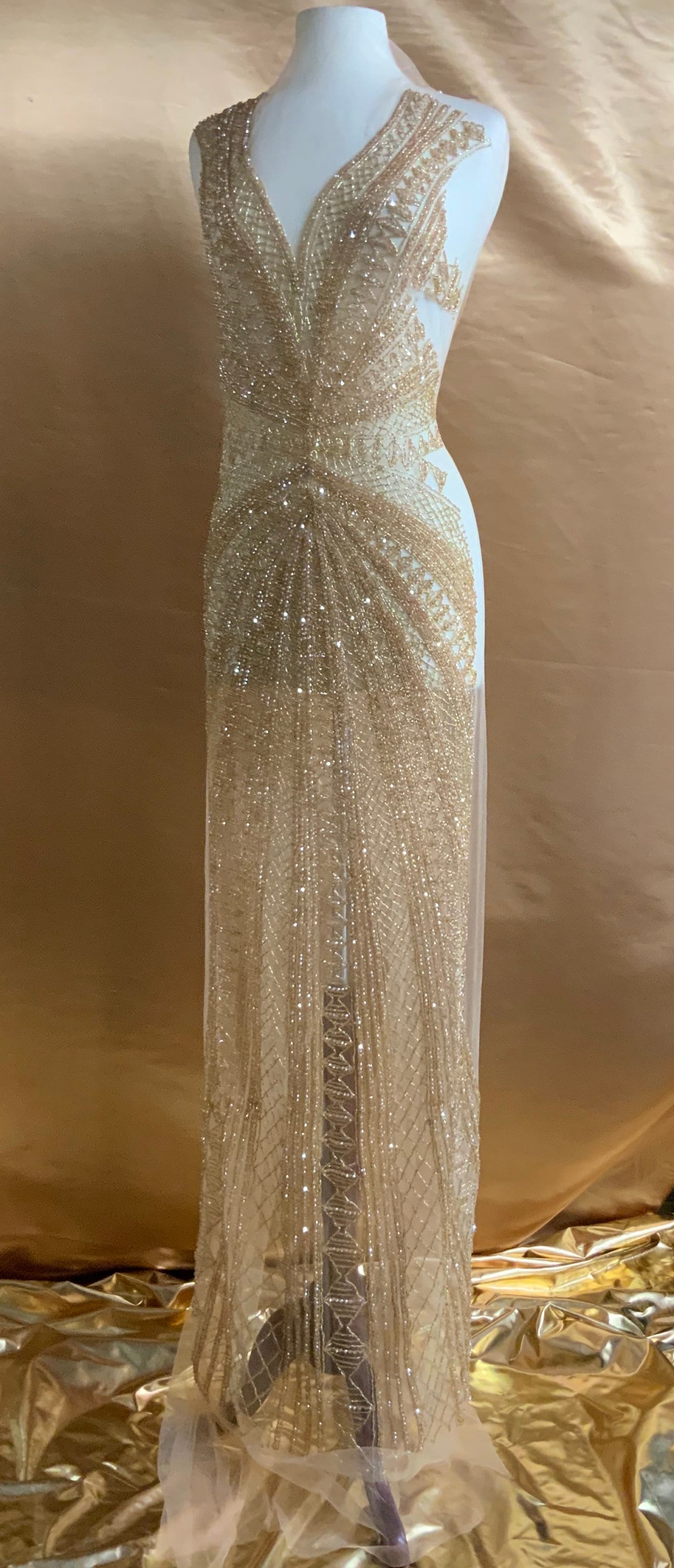 Designer Full Bodice Mesh Fabric Applique, Beaded Wedding,evening ...