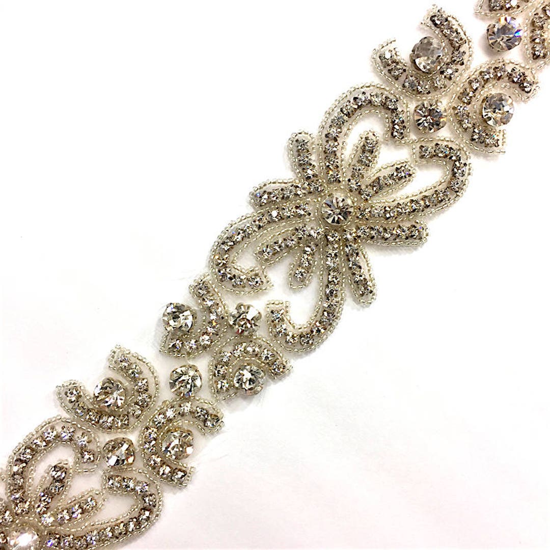 Crystal Beaded Rhinestone Trim Silver Perfect for Wedding Belts #GY6047 ...