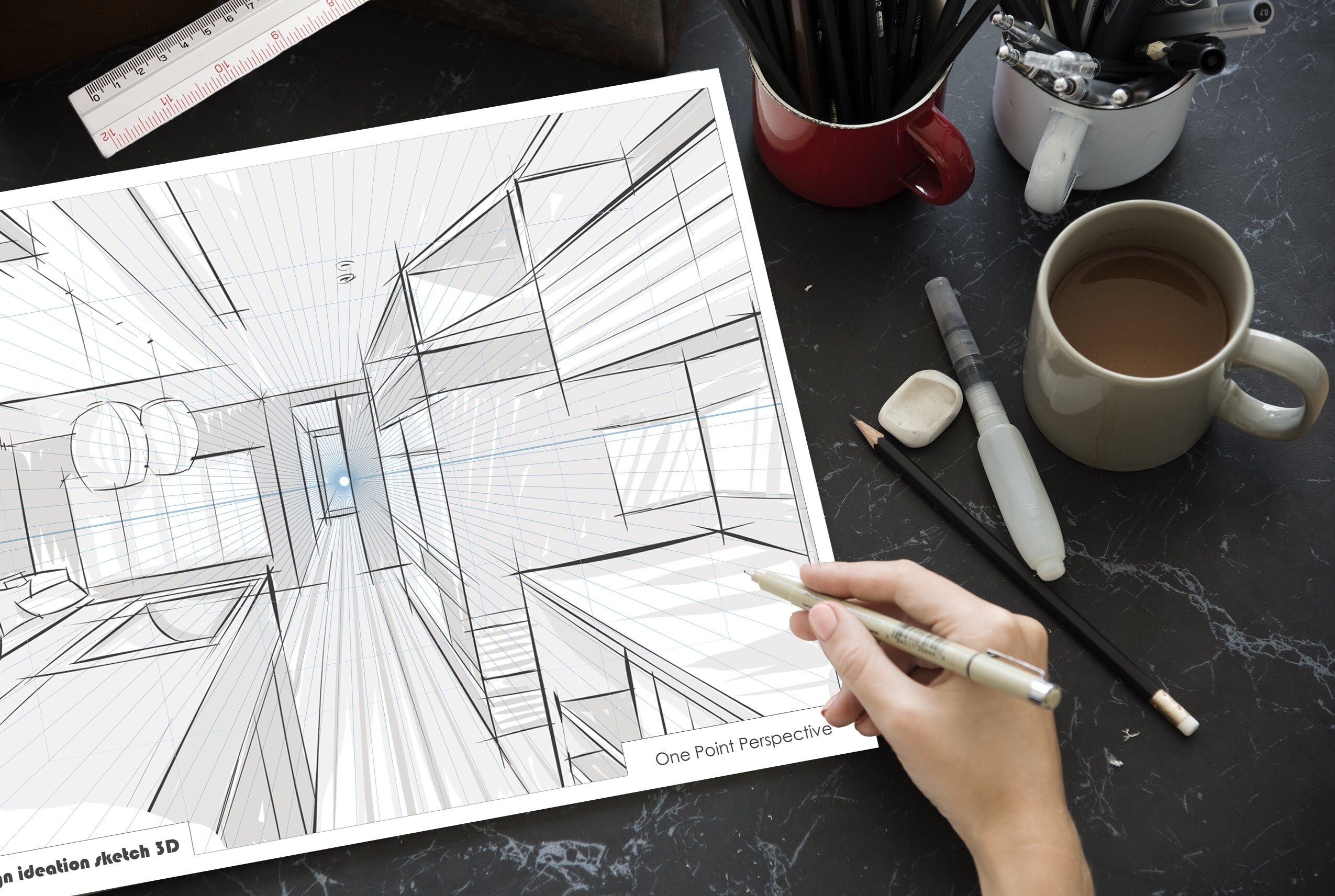 Perspective Grid Sketch Pad. Removable Sheets. Mixed Media Paper ...