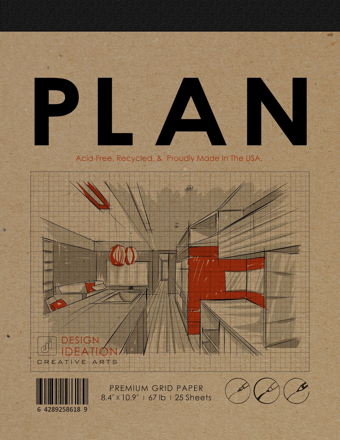 Design Ideation GRID PAD : Removable Sheet. Multi-media. (8.5" X 11 ...