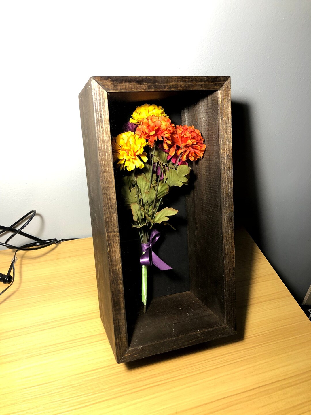 Flower Bouquet Shadow Box, Rose Shadow Box, Dried Flower Shadow Box ...
