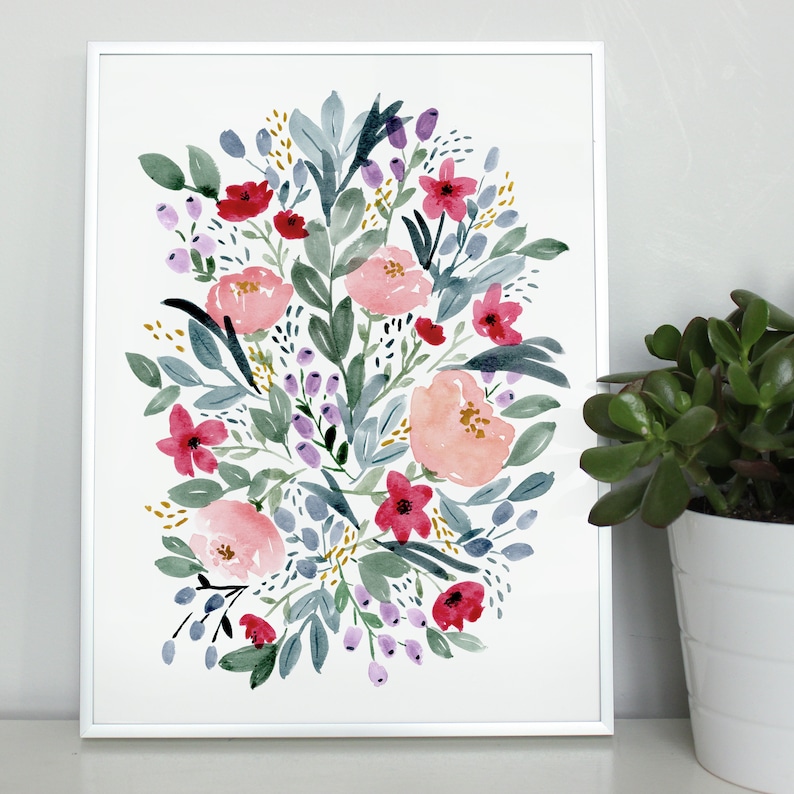 Watercolor Floral Printable 8x10 Floral Printable Wall Art | Etsy
