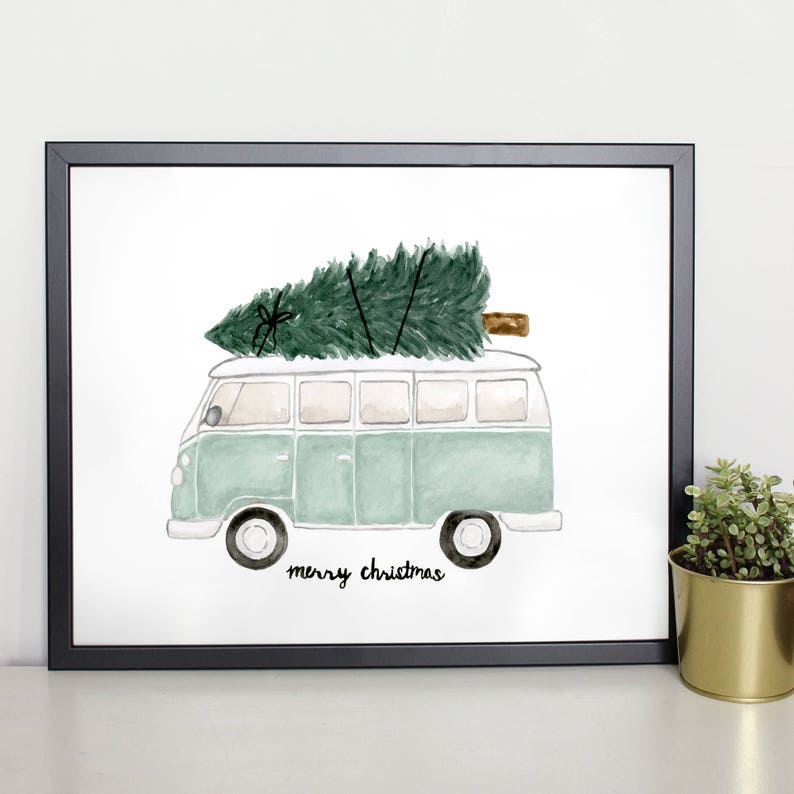 Volkswagon Bus VW Classic Christmas Tree Holiday Printable Download - Etsy