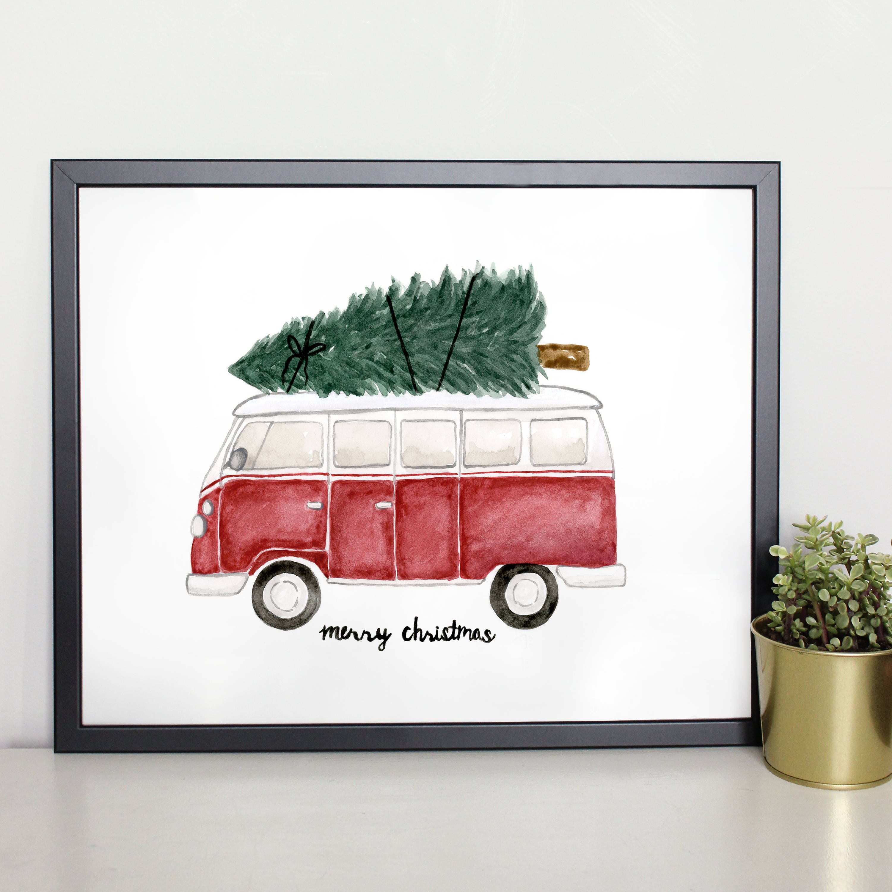 Volkswagon Bus VW Classic Christmas Tree Holiday Printable Download - Etsy