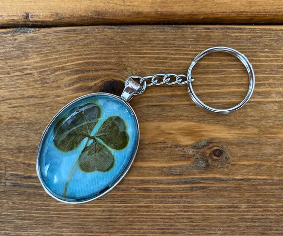 Genuine Four-leaf Clover Keychain blue | Etsy