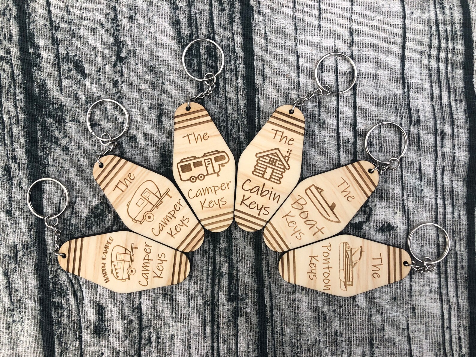 Happy Place Keychains Camper Filth Wheel Boat Pontoon | Etsy