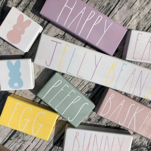 Happy Easter Pastel Color Blocks Glitter Blocks Holiday Blocks - Etsy