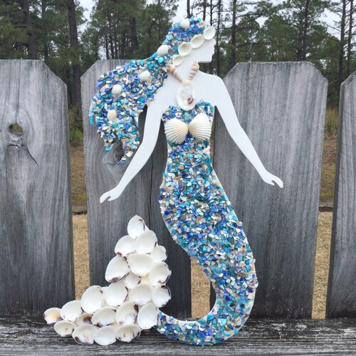 Mermaid Ocean Decor Sanibel Seashell Art Resin Mermaid - Etsy