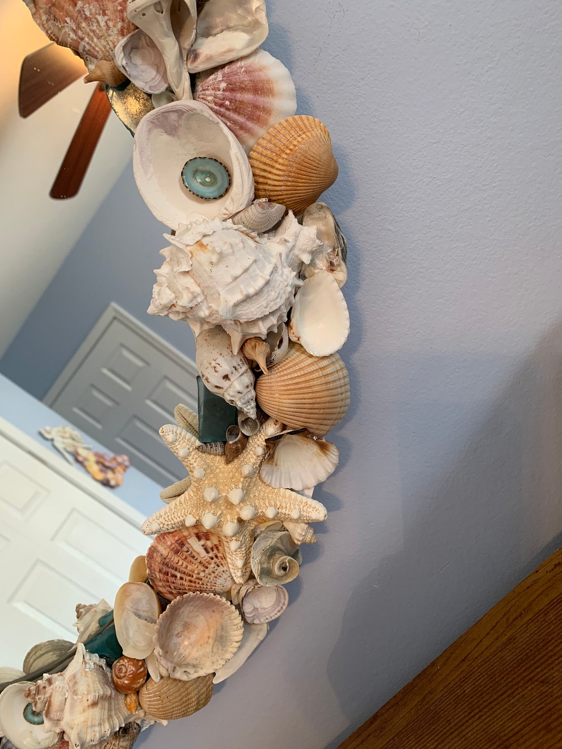 Seashell Starfish Mirror Wall Decor / Coastal Wall Decor Green - Etsy