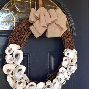 Oyster Shell Grapevine Wreath / Rustic Farmhouse Home Decor / Nautical ...