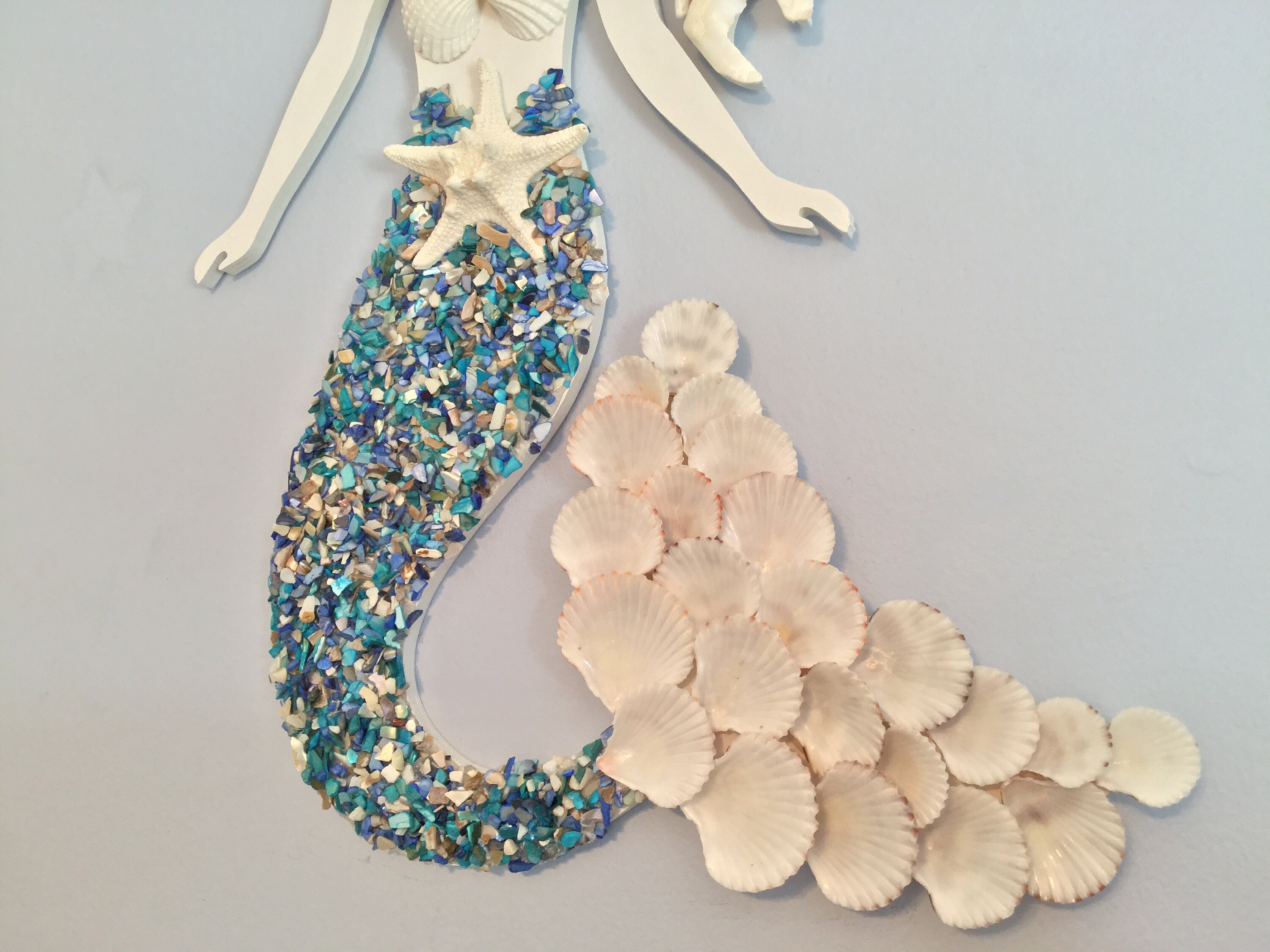 Seashell Mermaid Wall Decor / Blue Sea Glass Mermaid - Etsy Brazil