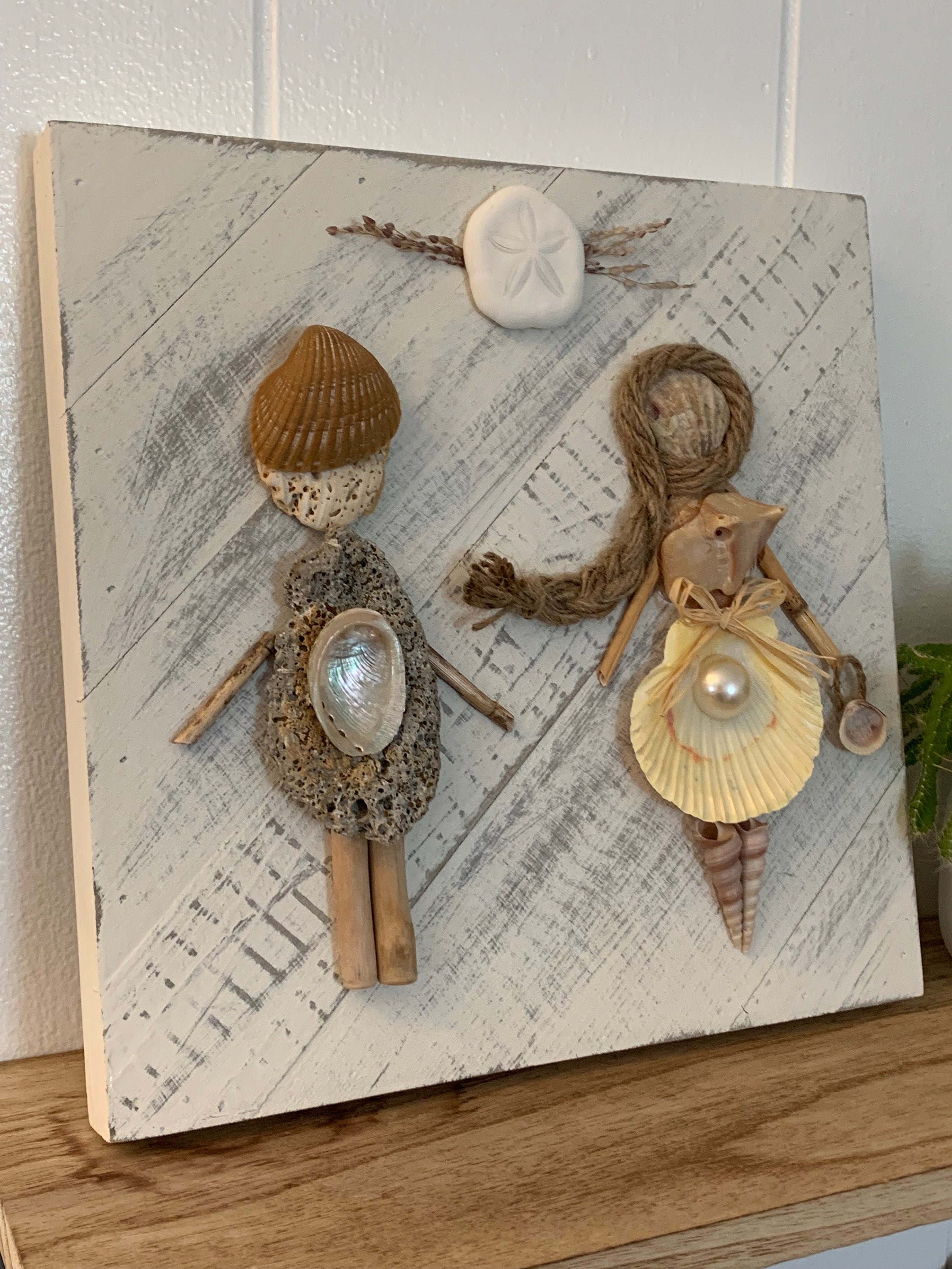 Seashell Beach People Wall Art / Husband & Wife / Couples Anniversary ...