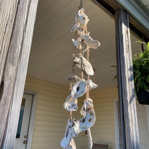 Oyster Shell Wind Chime: Coastal Farmhouse Garden Decor (28” Long) - Etsy