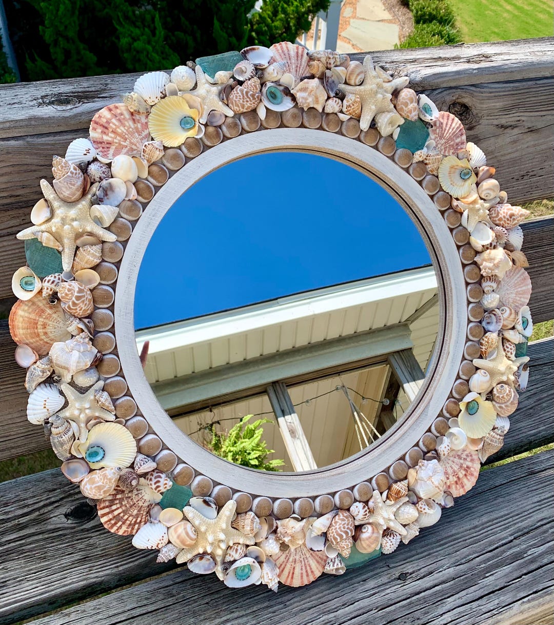 Seashell Starfish Mirror / Coastal Beach House Wall Decor - Etsy