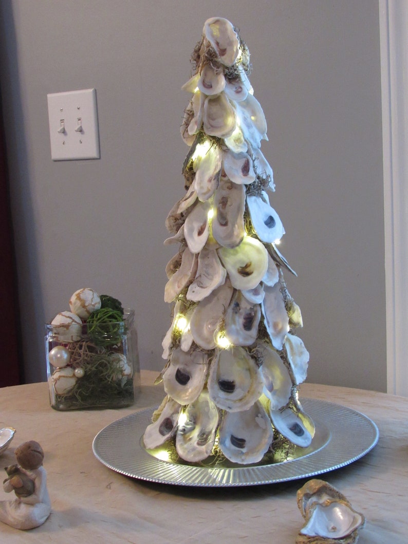 Oyster Shell Christmas Tree / Lights Optional / Coastal Oyster - Etsy