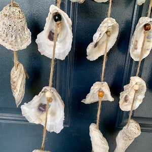 Oyster Shell Wind Chime / Coastal Farmhouse Home Decor / Rustic Wall ...
