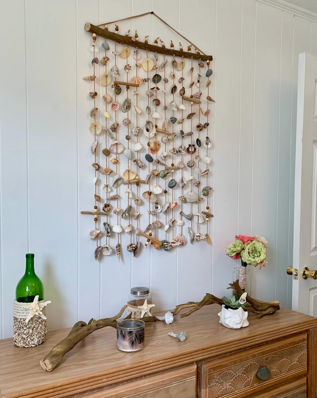 Seashell Curtain Wall Hanging / Custom Seashell Window Curtain / Beach ...