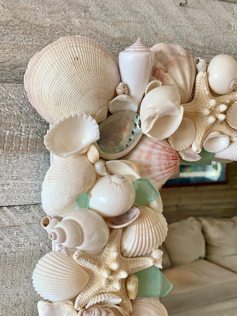 Handmade Seashell Mirror: Coastal Wall Decor With Sea Glass / Beach ...