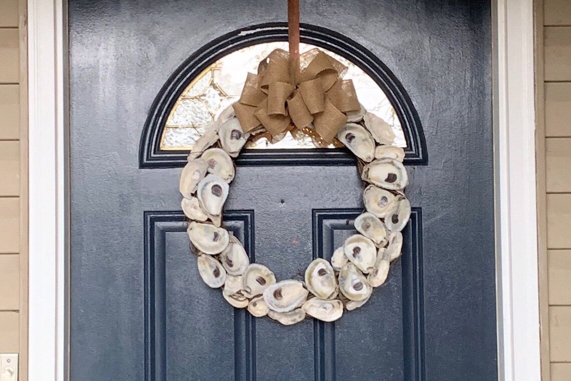 Oyster Shell Grapevine Wreath / Nautical Rustic Farmhouse - Etsy