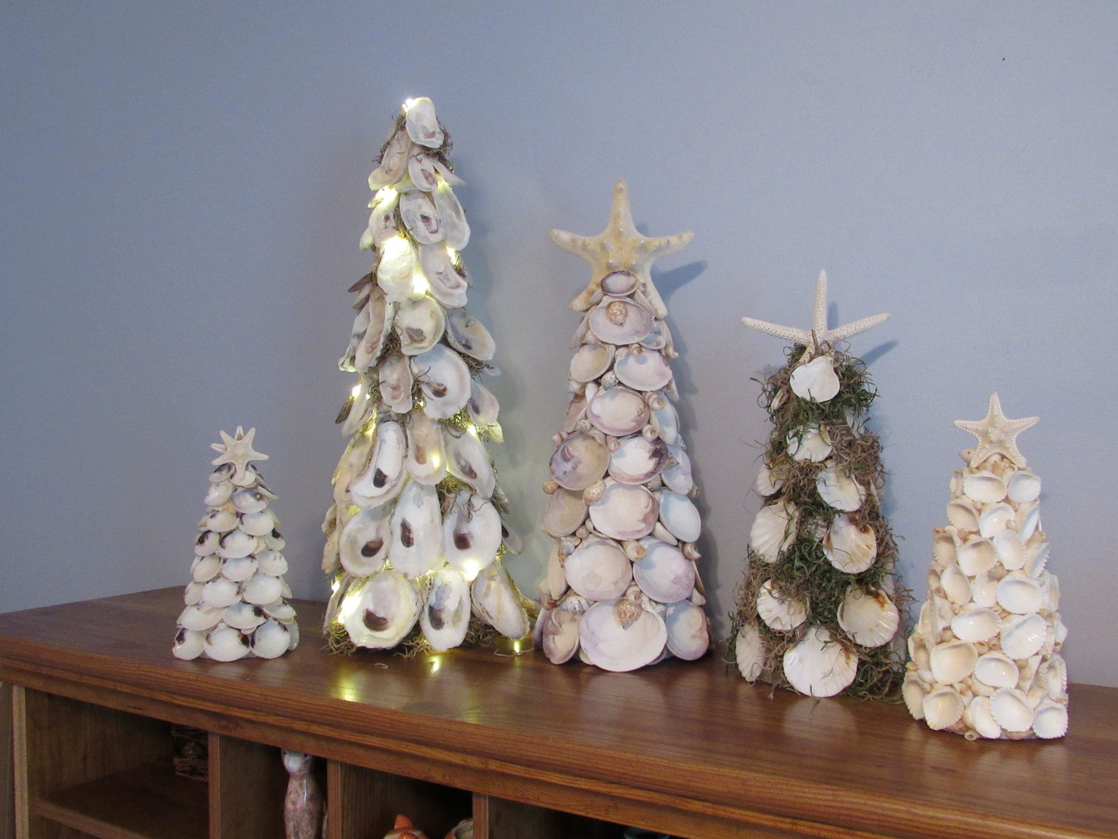 Oyster Shell Christmas Tree / Lights Optional / Coastal Oyster - Etsy