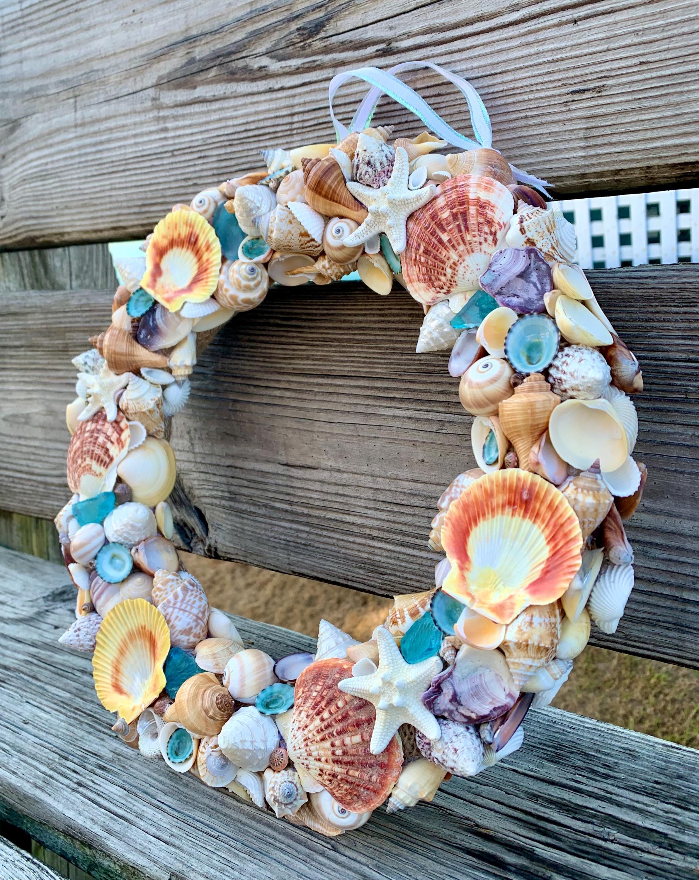 Seashell Wreath Spring Summer / Colorful Coastal Wreath / Beach House ...