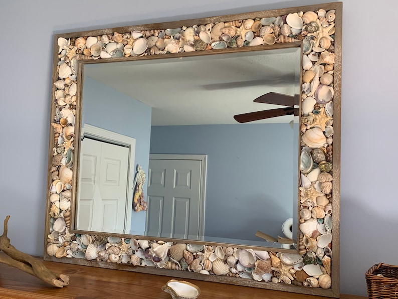 Large Seashell Mirror / Mirror With Seashell Frame / Coastal - Etsy
