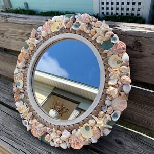 Seashell Starfish Mirror / Coastal Beach House Wall Decor - Etsy