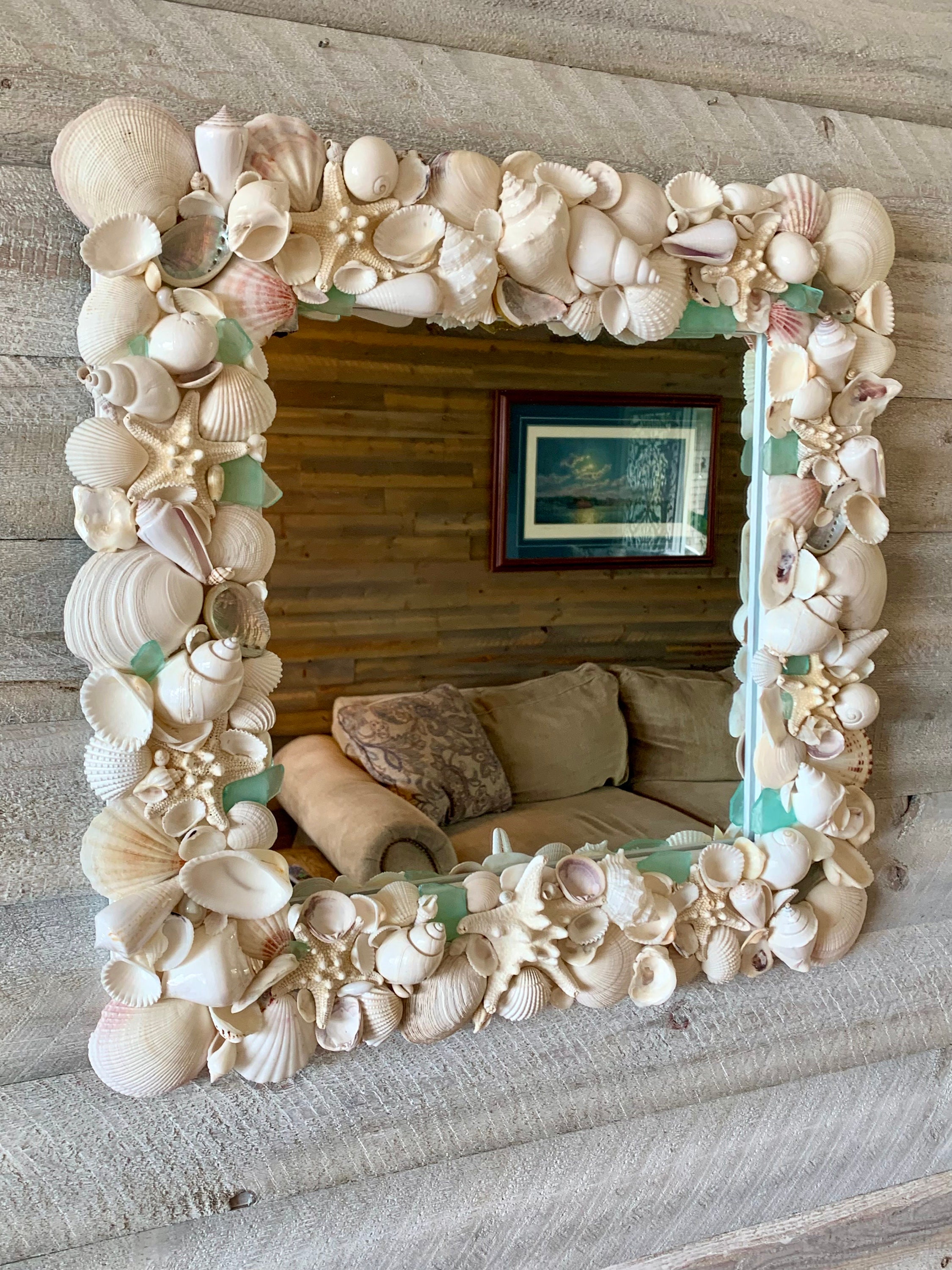 Handmade Seashell Mirror: Coastal Wall Decor With Sea Glass / Beach ...
