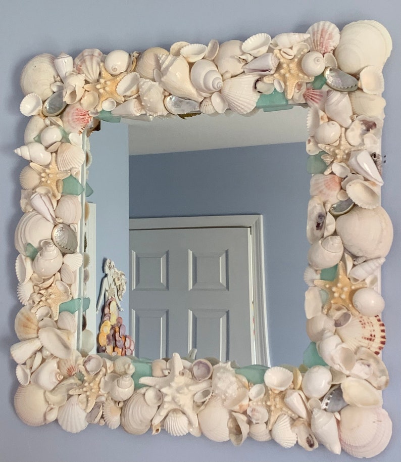 Handmade Seashell Mirror: Coastal Wall Decor With Sea Glass / Beach ...