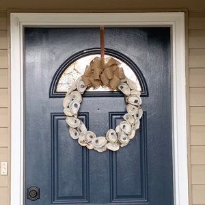 Oyster Shell Grapevine Wreath / Nautical Rustic Farmhouse Wreath ...