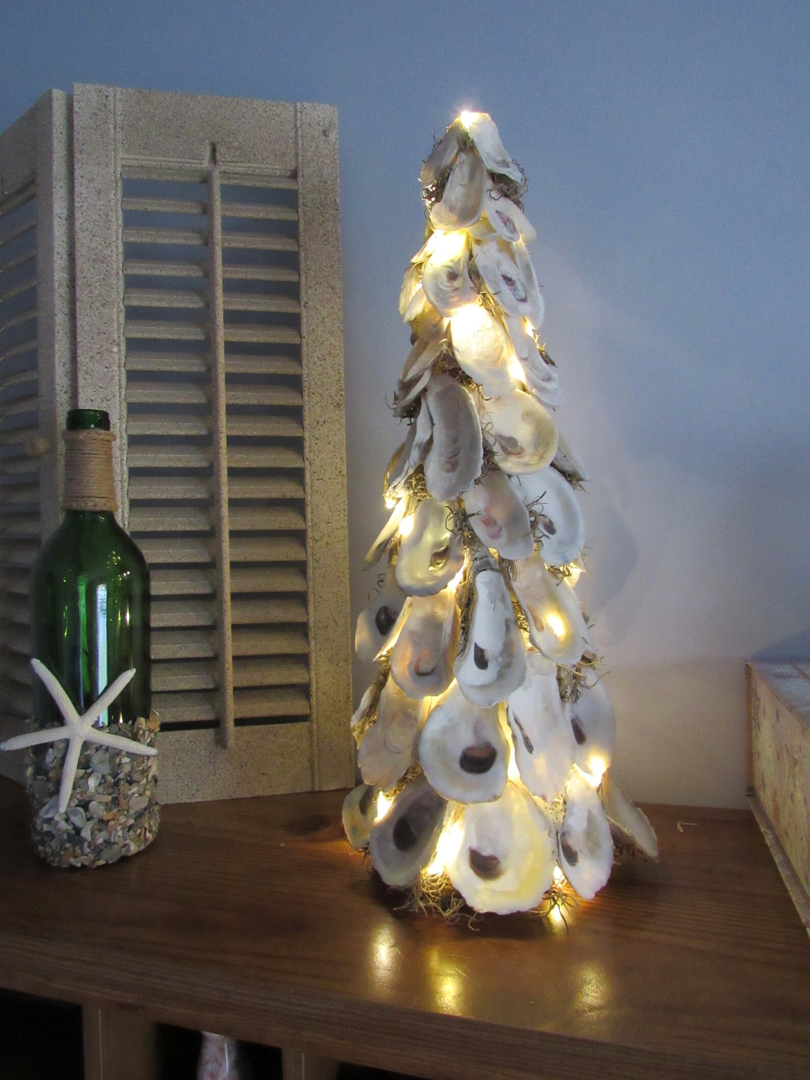 Oyster Shell Christmas Tree / Lights Optional / Coastal Oyster - Etsy