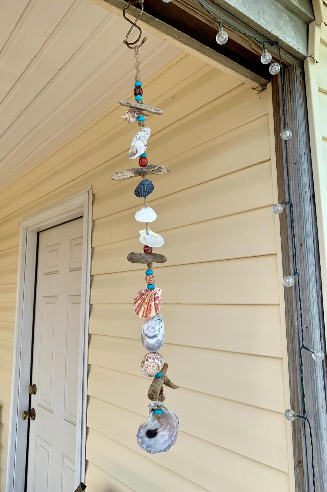 Seashell Wind Chime / Beach String With Driftwood & Seashells / Coastal ...