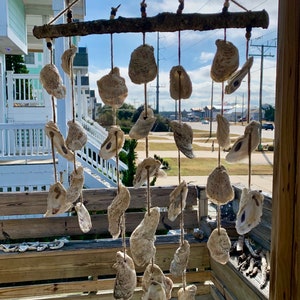 Oyster Shell Wind Chime / Coastal Farmhouse Home Decor / Rustic Wall ...