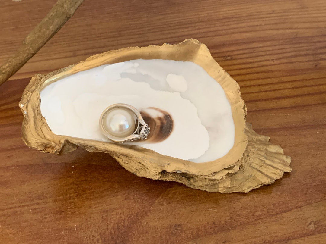 Oyster Shell Jewelry Dish / Wedding Ring Display / Decorative Oyster ...