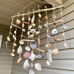 Handcrafted Seashell Wind Chime: Coastal Beach House Wall Art, Nautical ...