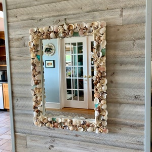 Seashell Mirror: Starfish Sea Glass Coastal Wall Art (19” X 24”) Beach ...