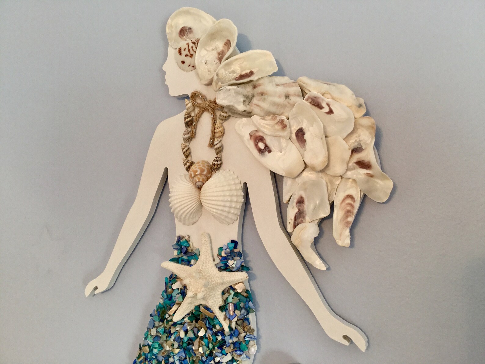 Seashell Mermaid Wall Decor / Blue Sea Glass Mermaid | Etsy