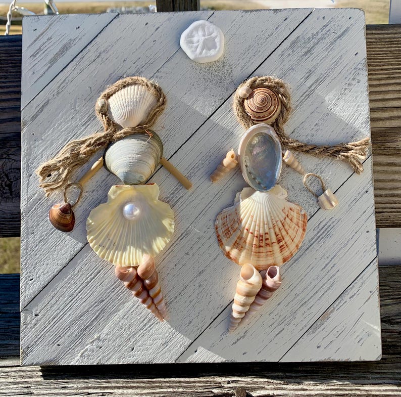 Seashell People Wall Art: Beach House Friends and Sisters Gift - Etsy
