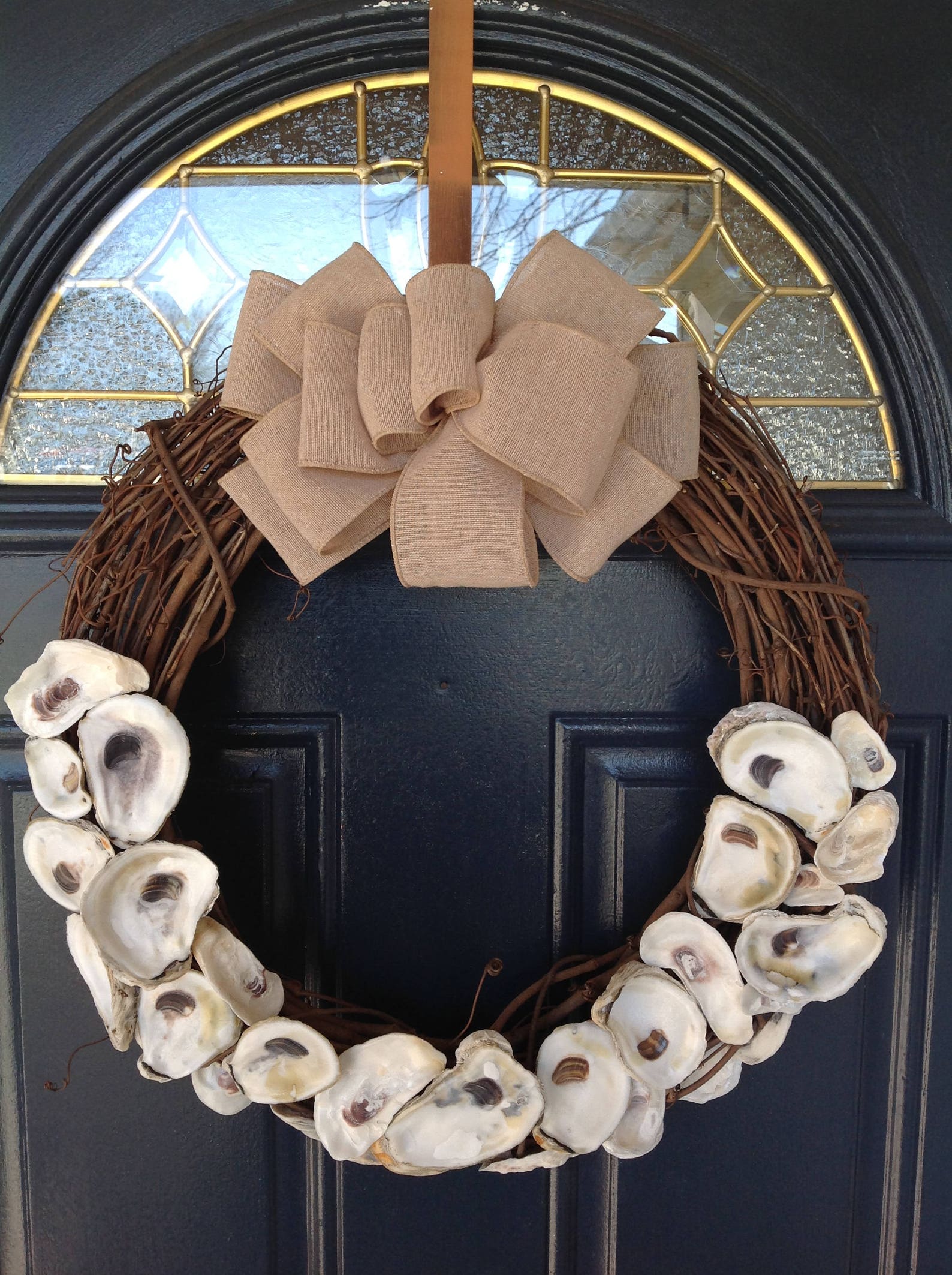 Oyster Shell Grapevine Wreath / Rustic Farmhouse Home Decor / - Etsy