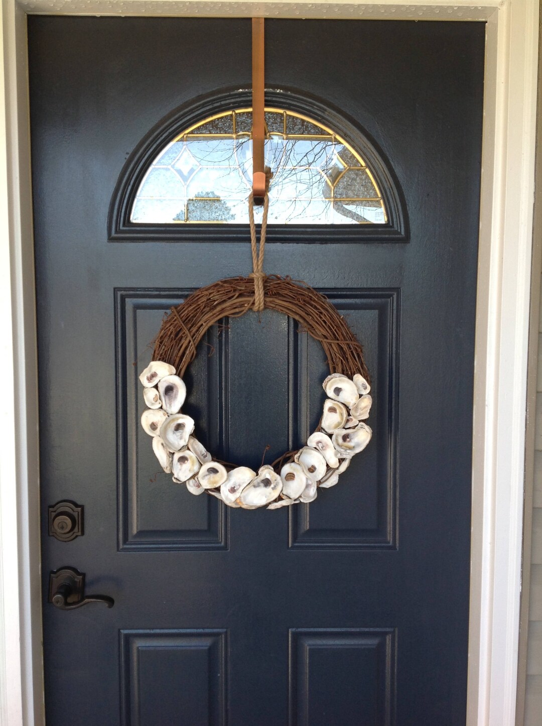 Nautical Oyster Shell Wreath / Coastal Farmhouse Beach Decor / Front ...