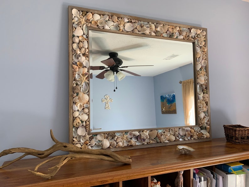 Large Seashell Mirror / Mirror With Seashell Frame / Coastal - Etsy
