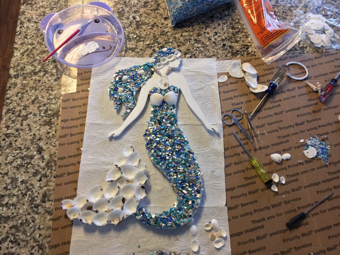 Seashell Mermaid Wall Decor / Mermaid Art - Etsy