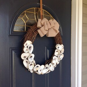 Oyster Shell Grapevine Wreath / Rustic Farmhouse Home Decor / Nautical ...