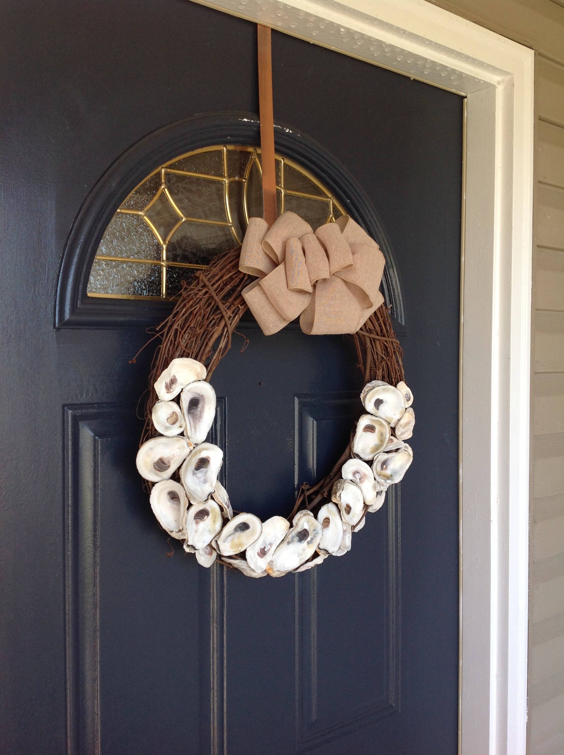 Oyster Shell Grapevine Wreath / Rustic Farmhouse Home Decor / | Etsy