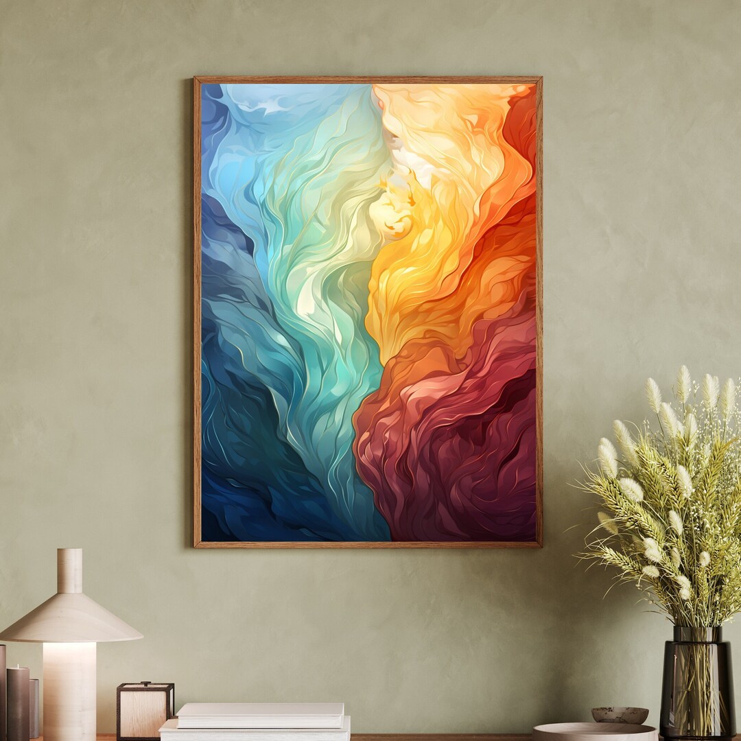Four Elements Abstract Art Print: Last Airbender Inspired | Digital ...